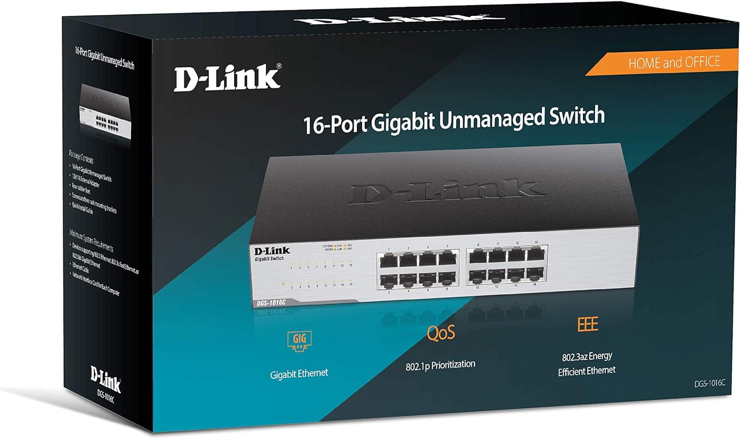 دي لينك سويتش 16 منفذ جيجابت،اسود,D-Link DGS-1016C/E 16-Port Gigabit ...